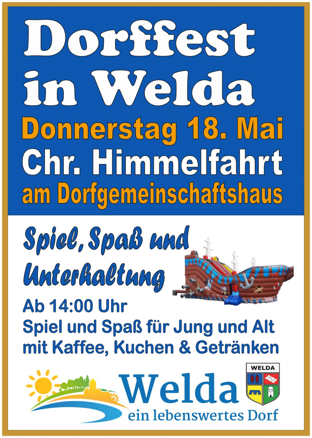 Einladung zum Dorffest in Welda am 18. Mai 2023