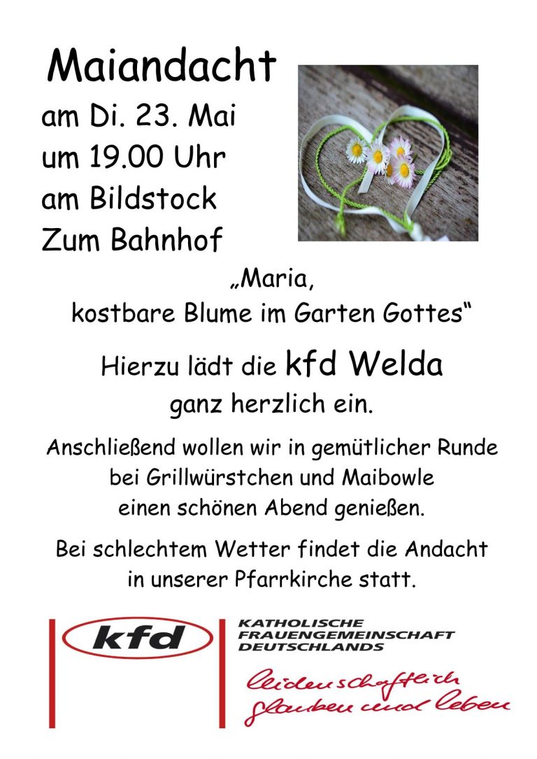 Welda - Einladung zur Maiandacht am 23. Mai 2023