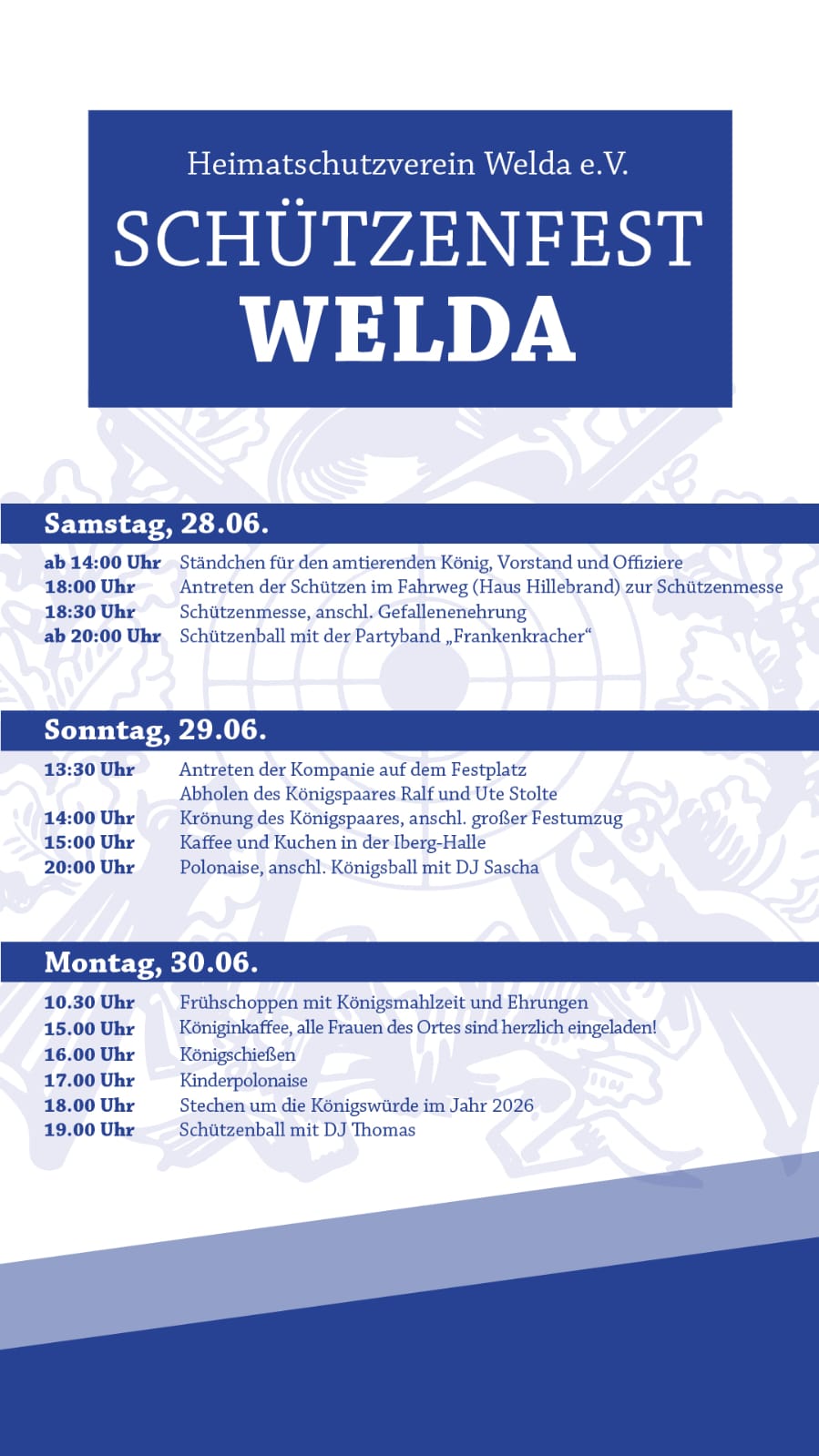 Programm Schützenfest Welda 2025 - Welda